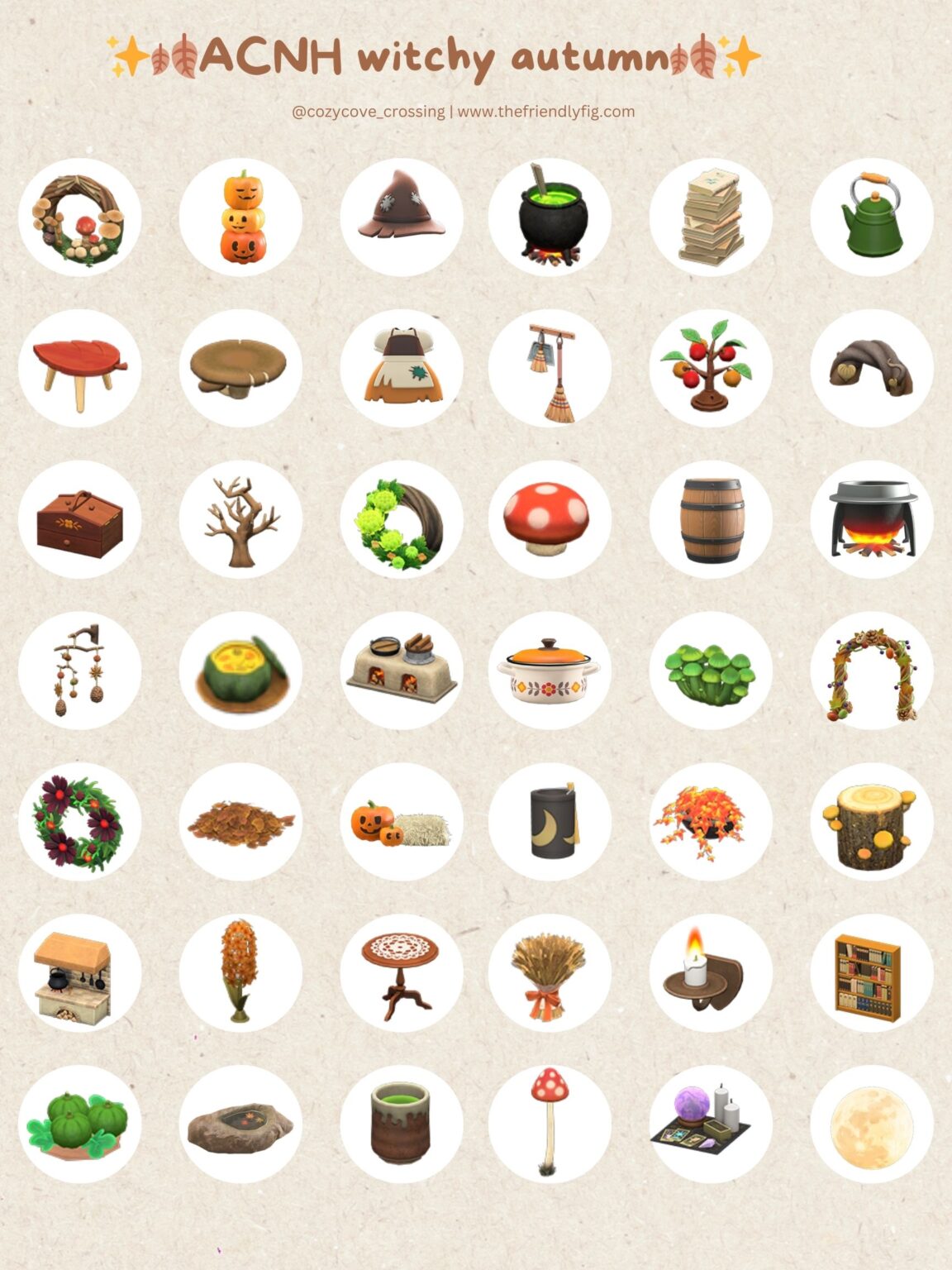 ACNH Item Guides by Theme - The Friendly Fig